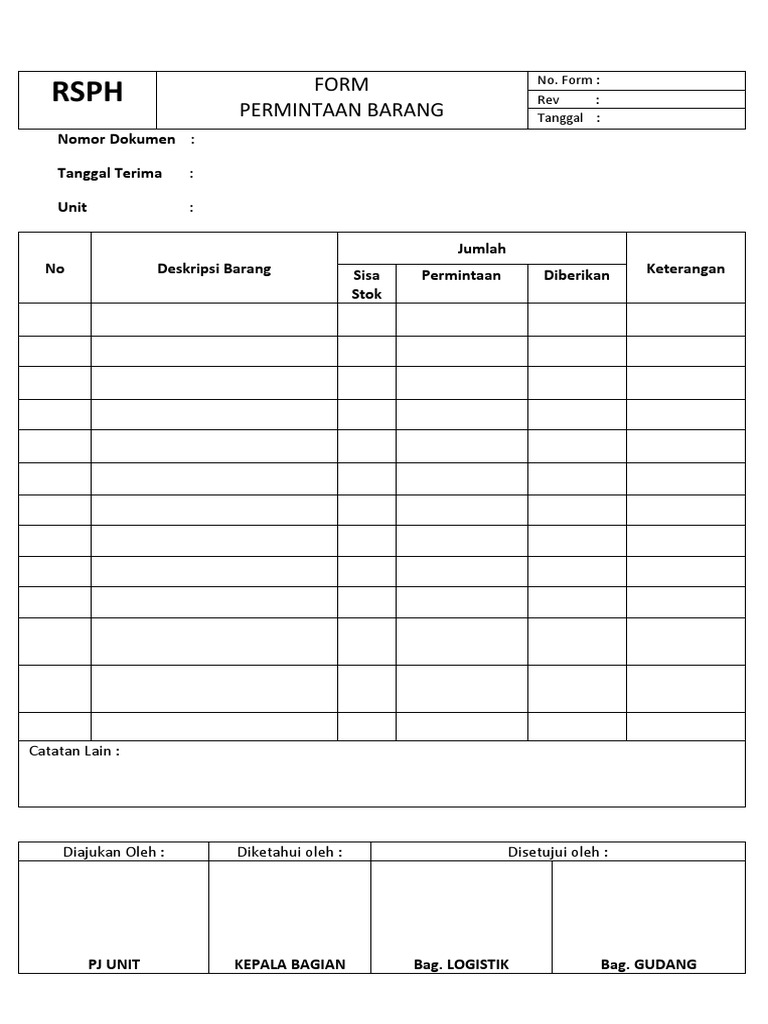 Formulir Permintaan Barang | PDF