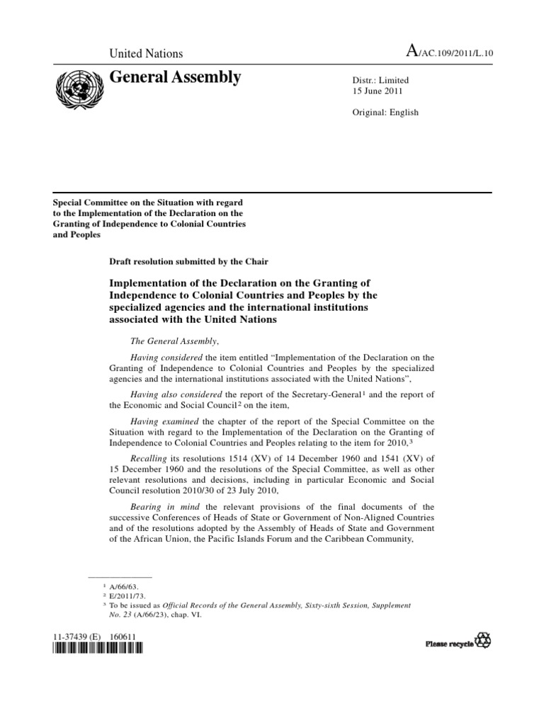 United Nations Resolution N1137439 | PDF | United Nations ...