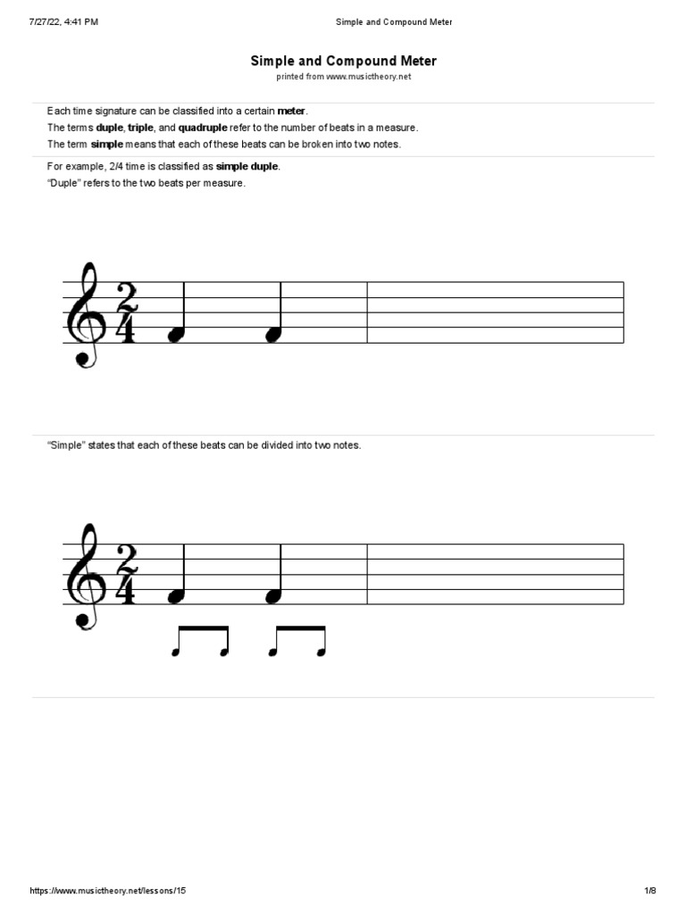 Simple and Compound Meter | PDF | Notation | Performing Arts