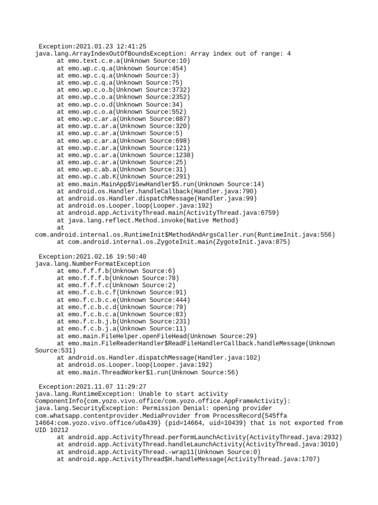 Yozo Log | PDF | Android (Operating System) | Java (Programming Language)