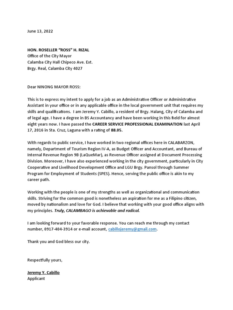 Application for Administrative Position | PDF