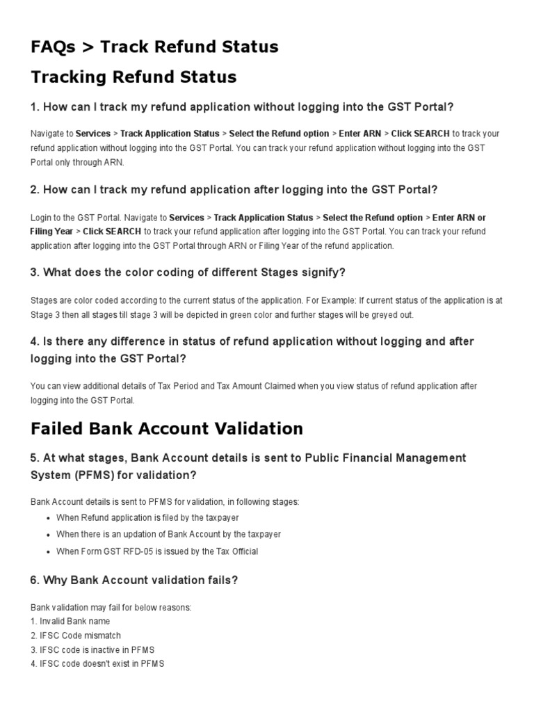 Faqs Track Refund Status Tracking Refund Status | Download Free PDF ...