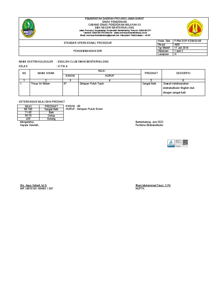 Format Ekskul Ec Xi Tik 4 | PDF