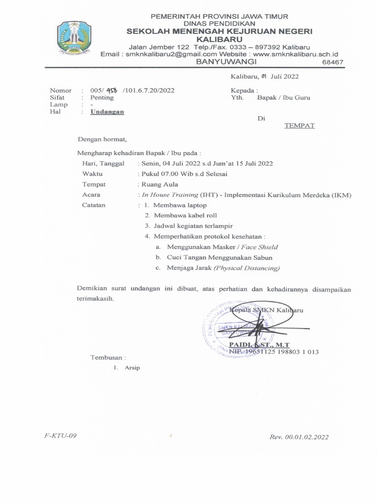 458 - Surat Undangan IHT IKM | PDF