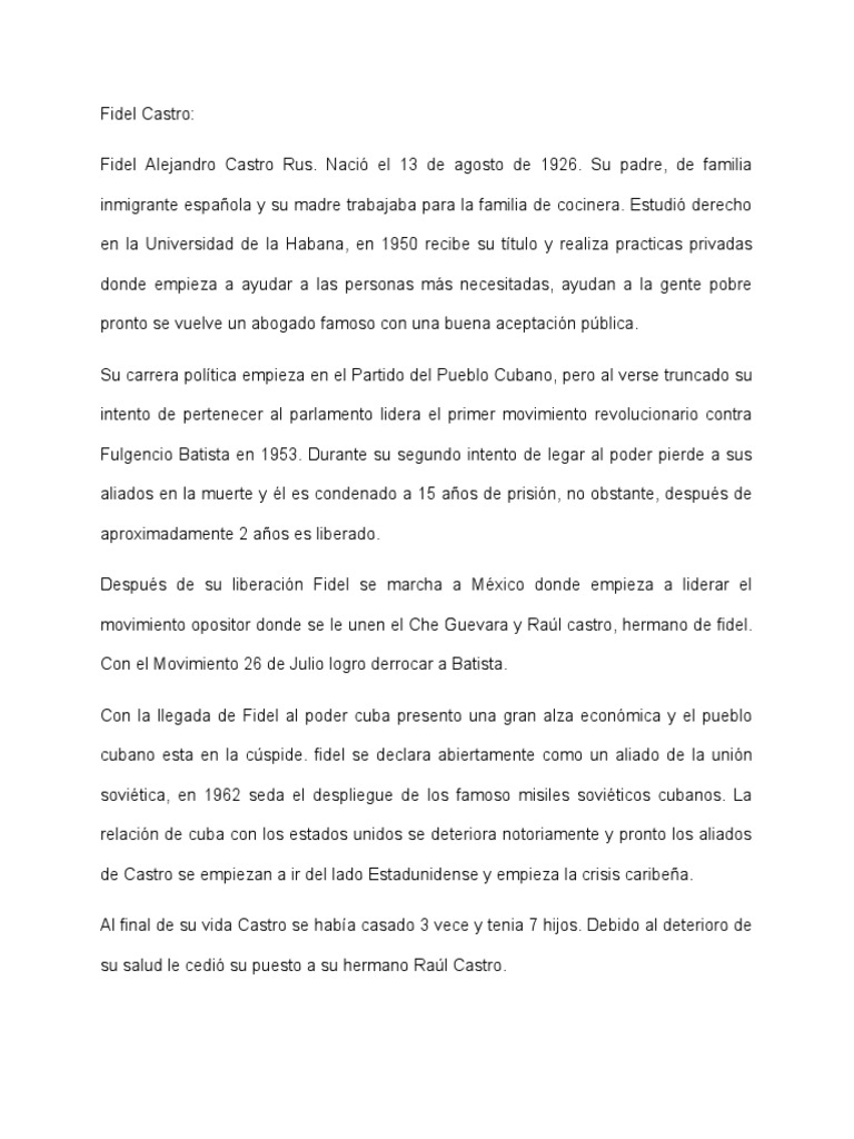 Fidel Castro | PDF | Fidel Castro | Cuba