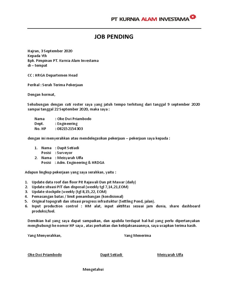 Form Permohonan Job Pending Terbaru - Oke Dwi P | PDF | Sains ...