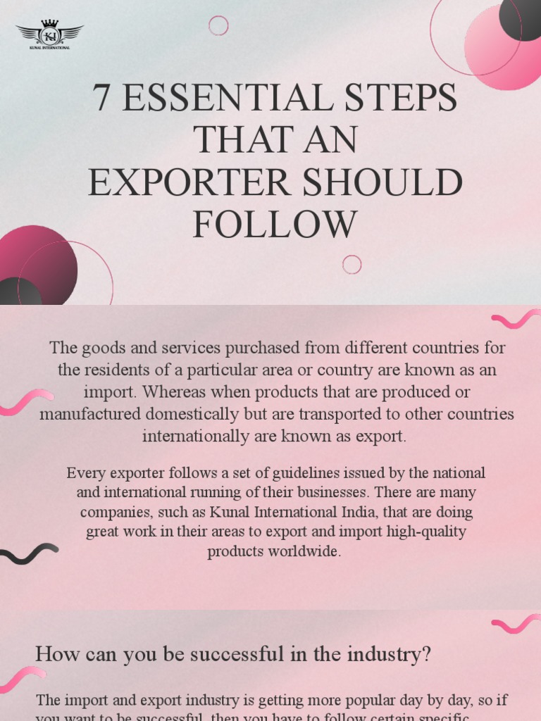 7 Essential Steps That An Exporter Should Follow | PDF | Career ...
