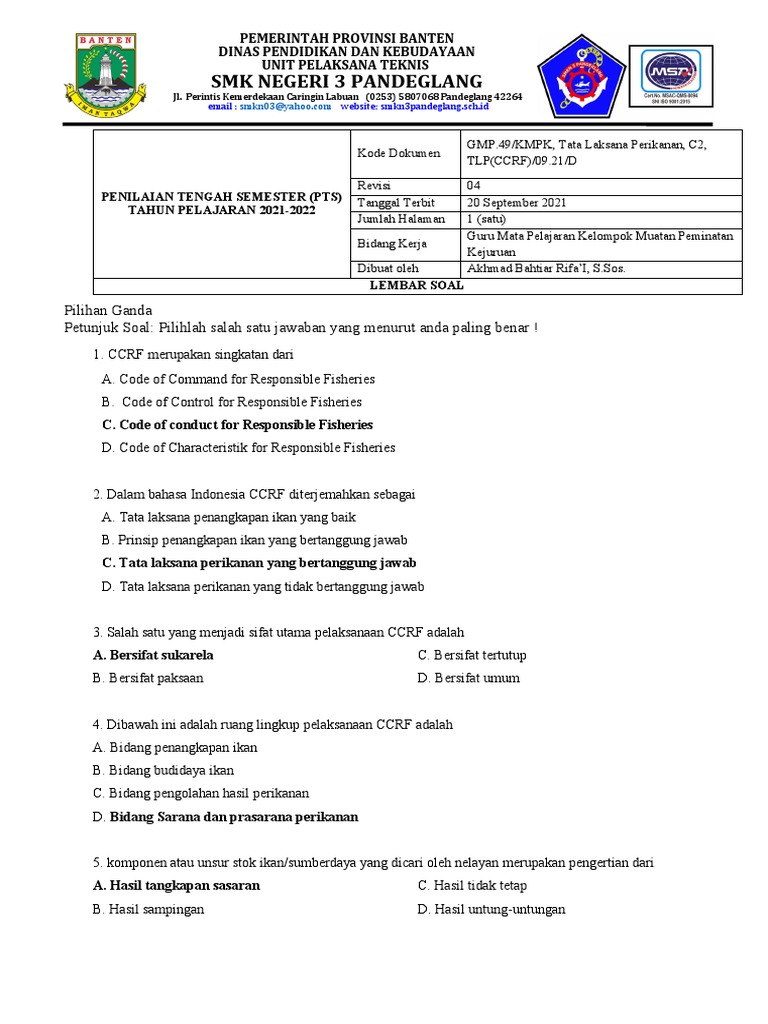 Soal PTS CCRF - X Nkpi | PDF