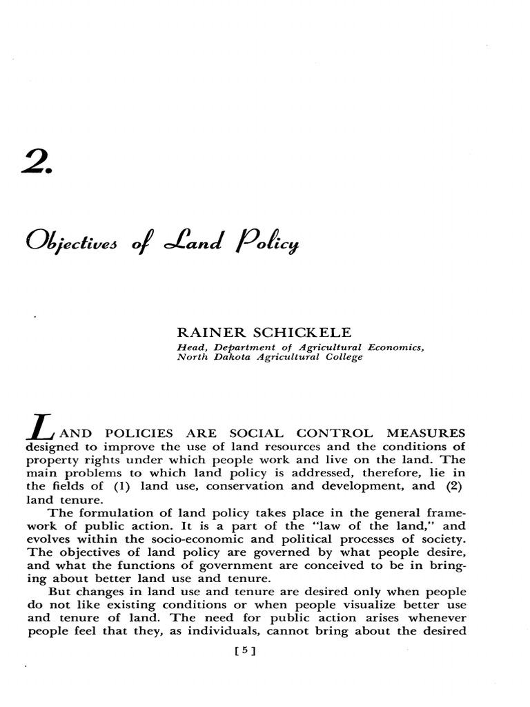 Objectives of Land Policy | Download Free PDF | Economics | Policy