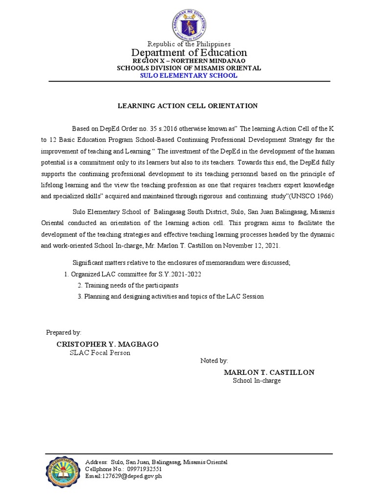 LAC and Etc | PDF | Classroom | Teachers