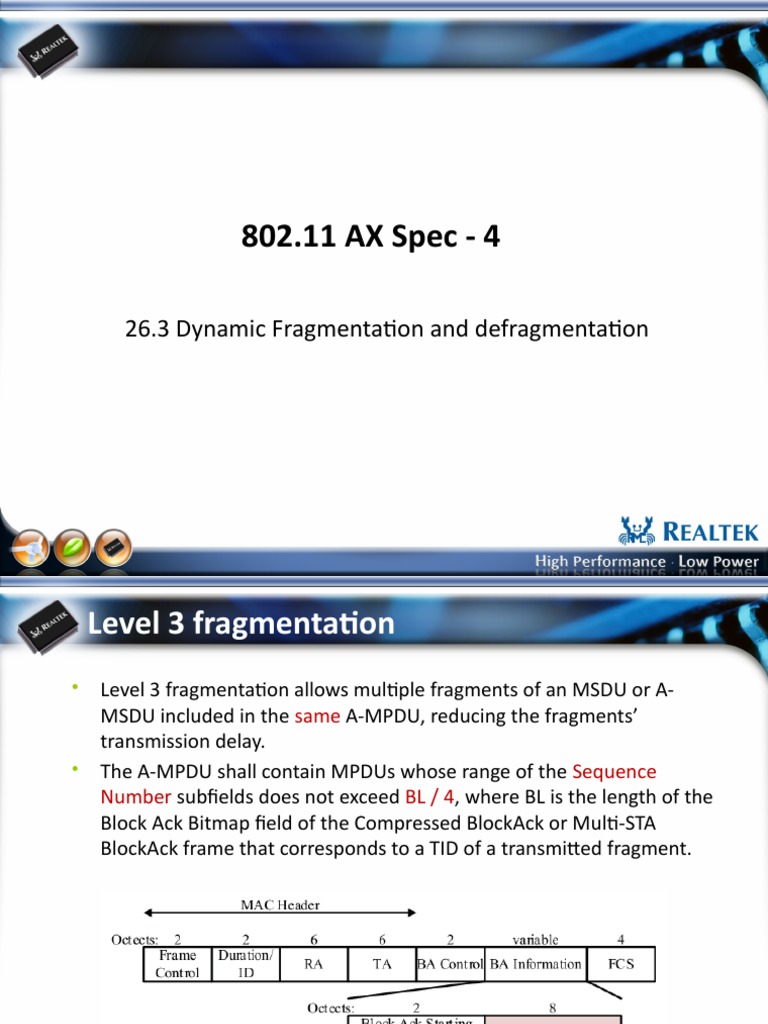802.11 AX Spec - 4: 26.3 Dynamic Fragmentation and Defragmentation | PDF