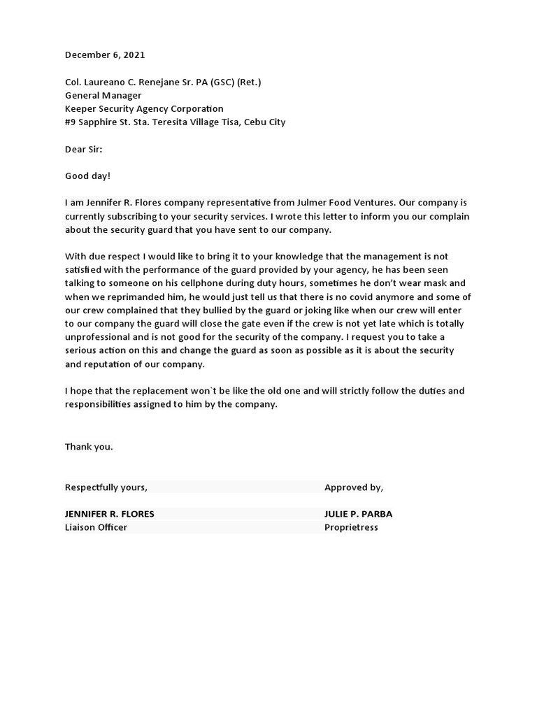 Request To Change Guard | PDF