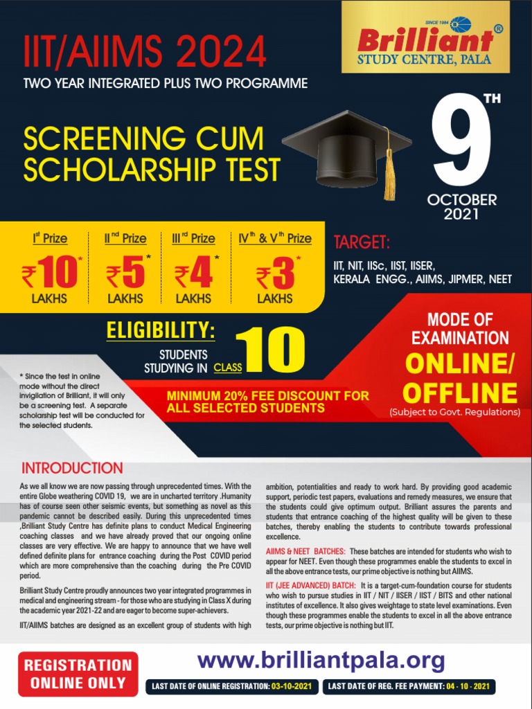 Screening Cum Scholarship Test: IIT/AIIMS 2024 | PDF | University And ...