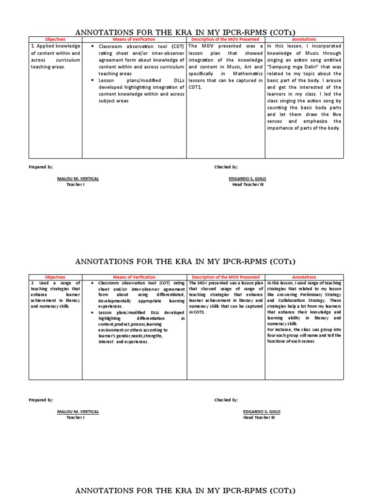 Annotation Cot 1 2docx | PDF | Teaching Method | Lesson Plan