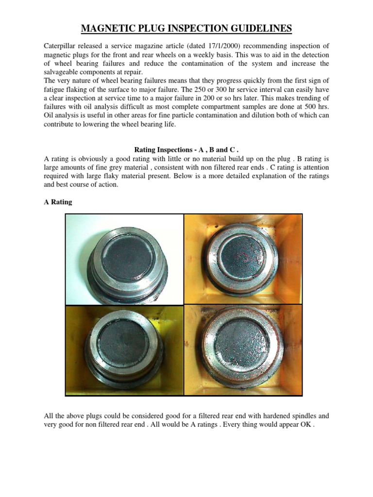 Magnetic Plug Inspection Guidelines | PDF | Bearing (Mechanical) | Wheel