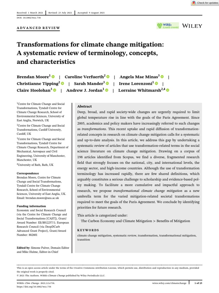WIREs Climate Change - 2021 - Moore - Transformations For Climate ...