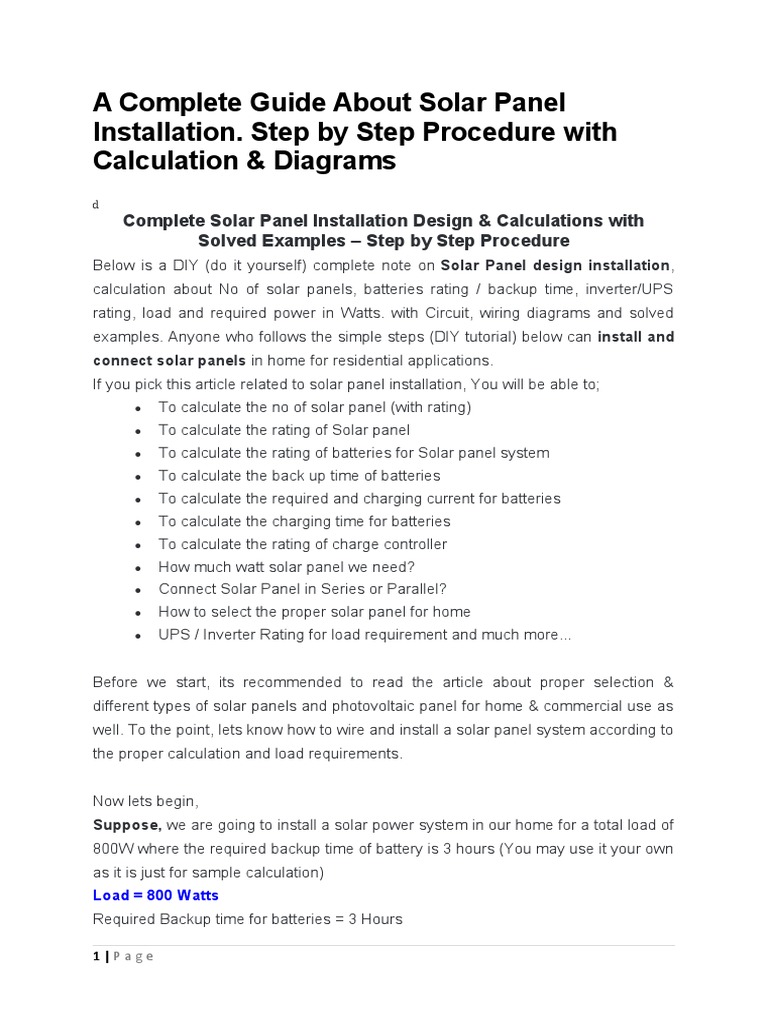 A Complete Guide About Solar Panel Installation | PDF | Photovoltaics ...