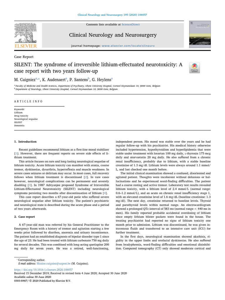 Clinical Neurology and Neurosurgery: Case Report | PDF | Neurology ...