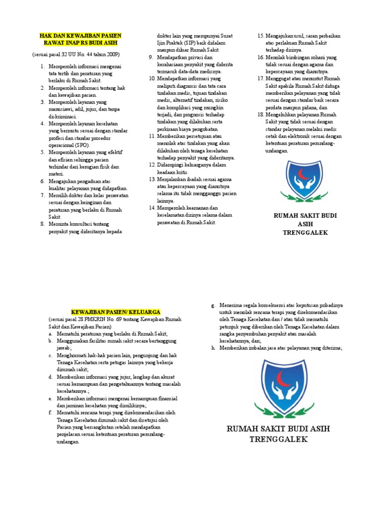 Hak Dan Kewajiban Pasien Rawat Inap RS Budi Asih | PDF