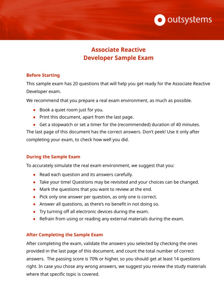 Outsystems Associate Reactive Developer Sample Exam | PDF | Parameter ...