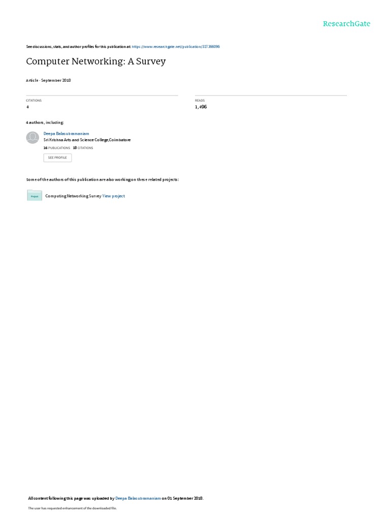 Computer Networking: A Survey | PDF | Network Topology | Computer Network