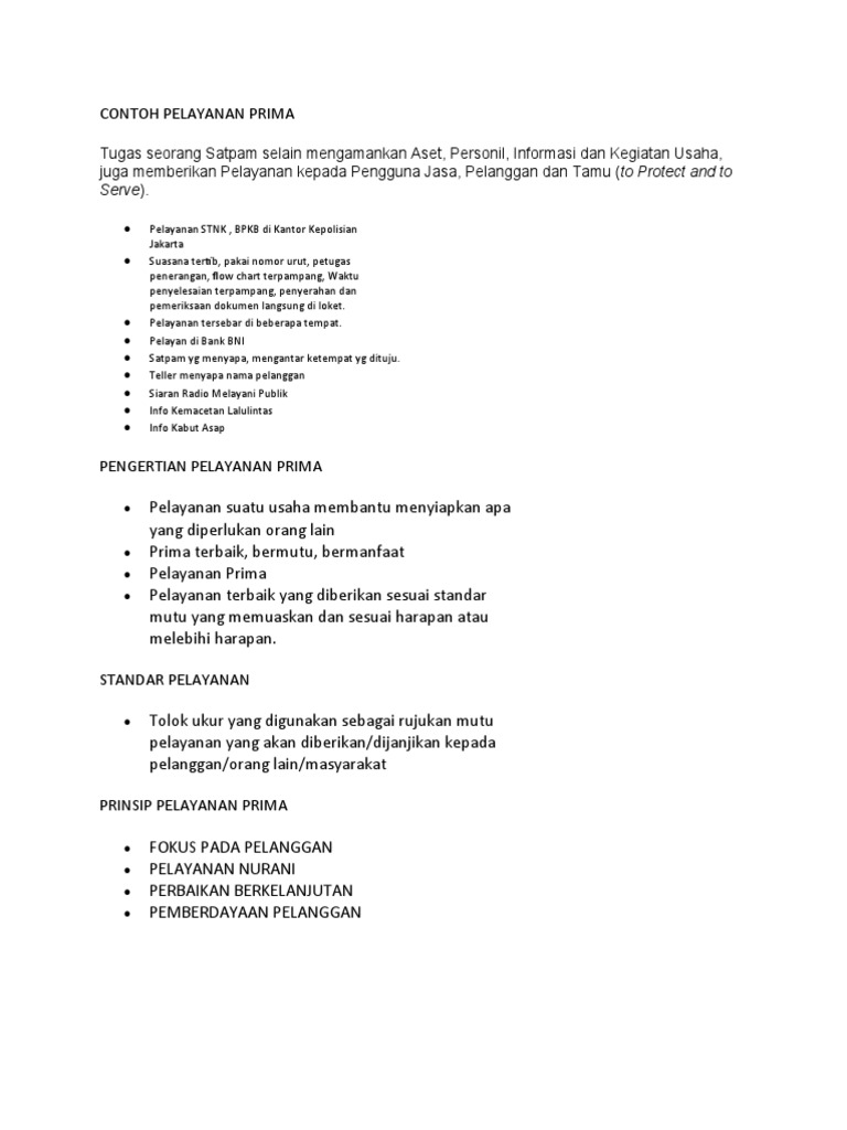 Contoh Pelayanan Prima | PDF