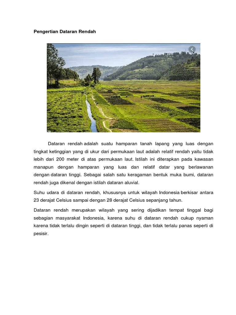 Pengertian Dataran Rendah (Materi SD) | PDF
