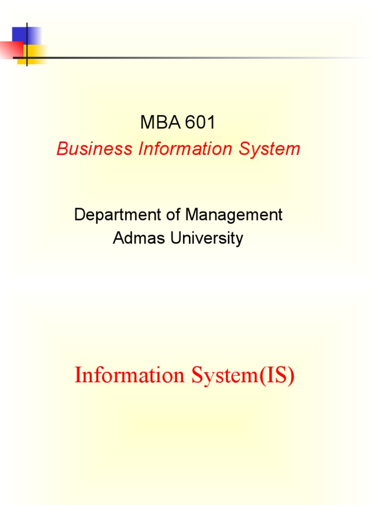 Business Information System: Department of Management Admas University ...
