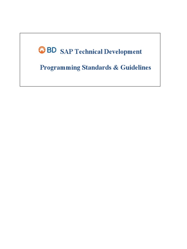 SAP Global Technical Development Programming Standards | PDF | Subroutine | Parameter (Computer ...