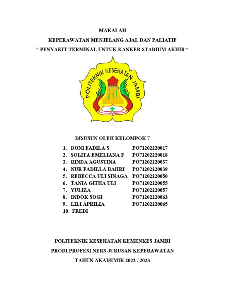 Makalah Kel 7 Keppaliatif (Kanker STDM Akhir) | PDF | Kesehatan Holistik