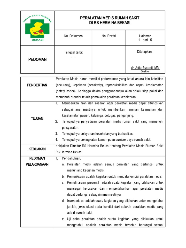 Pedoman Peralatan Medis Rumah Sakit | PDF