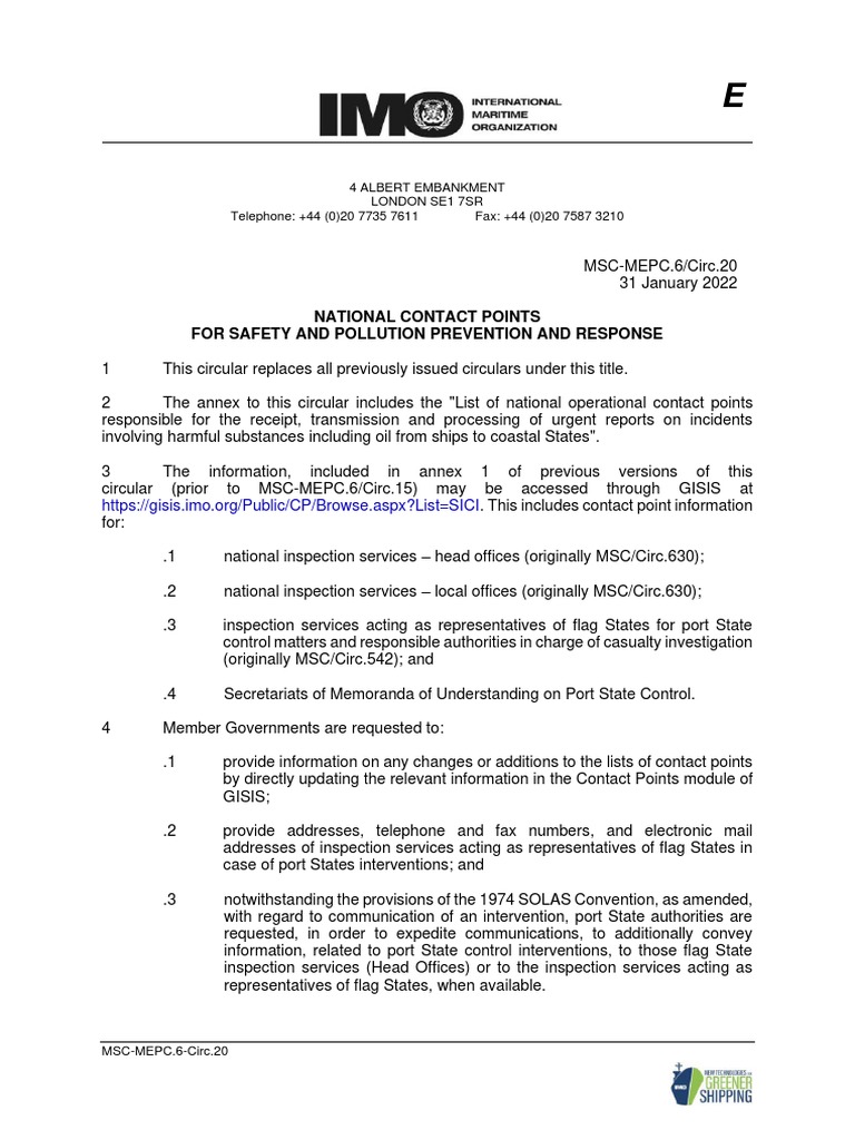 SOPEP Contact List - 29 July, 2022 | PDF