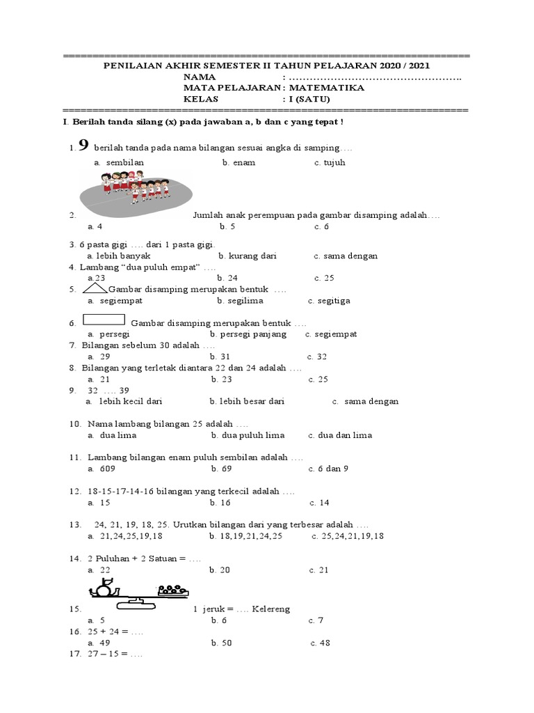 Matematika Kelas 1 | PDF