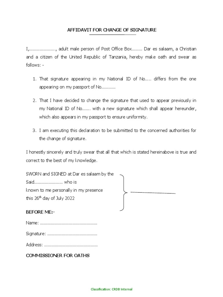 Affidavit For Change of Signature | PDF
