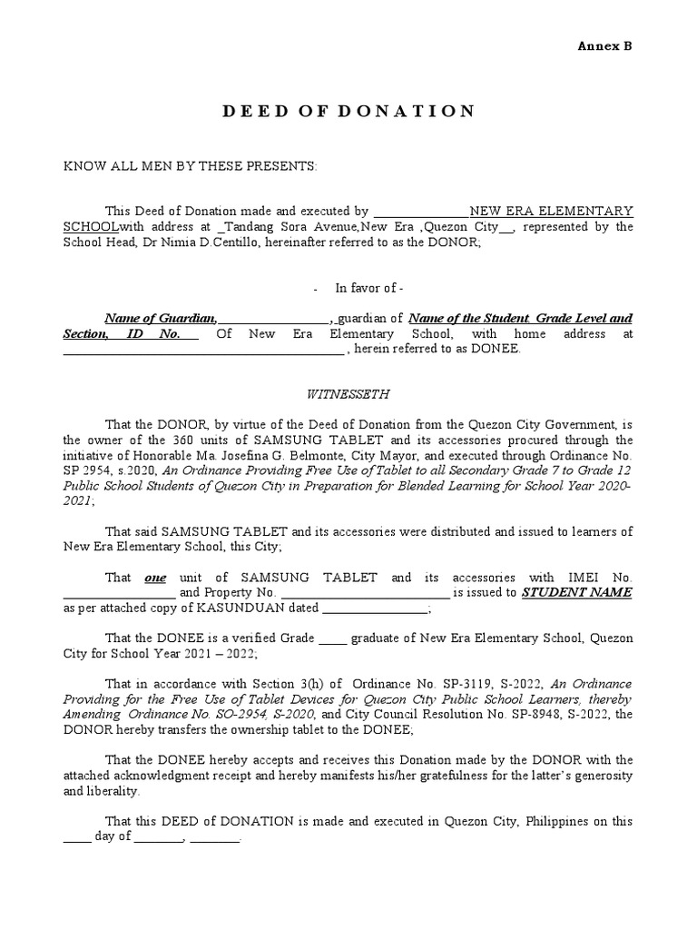 Additional Deed of Donation and Acknowledgement | PDF | Civil Law (Common Law) | Common Law