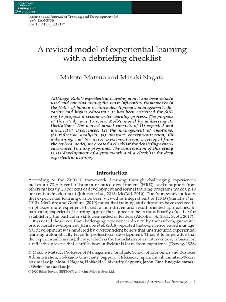 A Revised Model of Experiential Learning | PDF | Emotions | Positive ...
