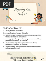 Ang Pagsulat NG Paglalarawan Ay Maaaring Subhetibo o Obhetibo | PDF
