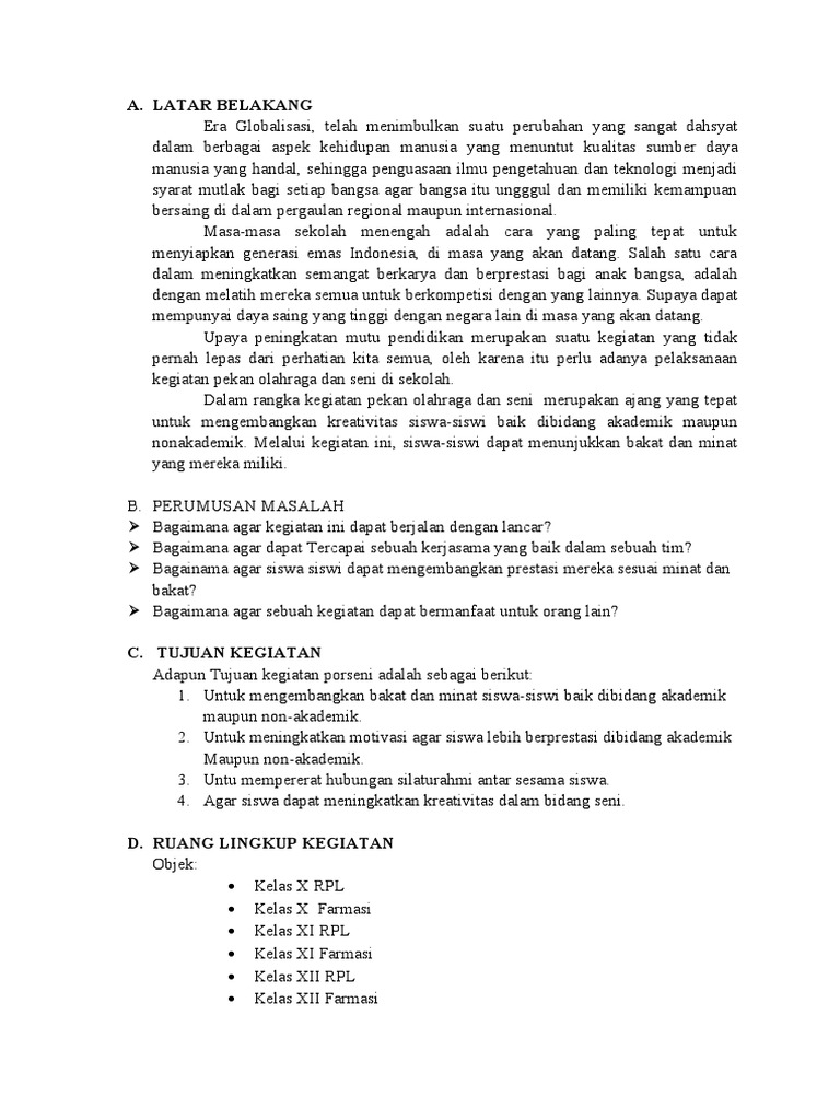 Proposal Kegiatan Porseni | PDF