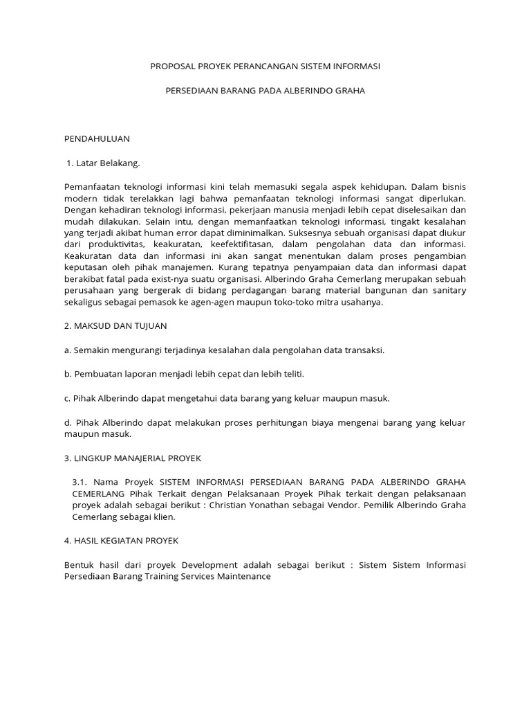 Contoh Proposal Sistem Informasi | PDF