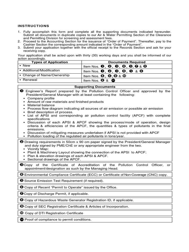 Application For Permit To Operate DENR | PDF | Pollution ...