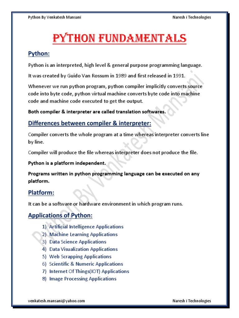 Python Fundamentals | PDF | Programming | Computer Program