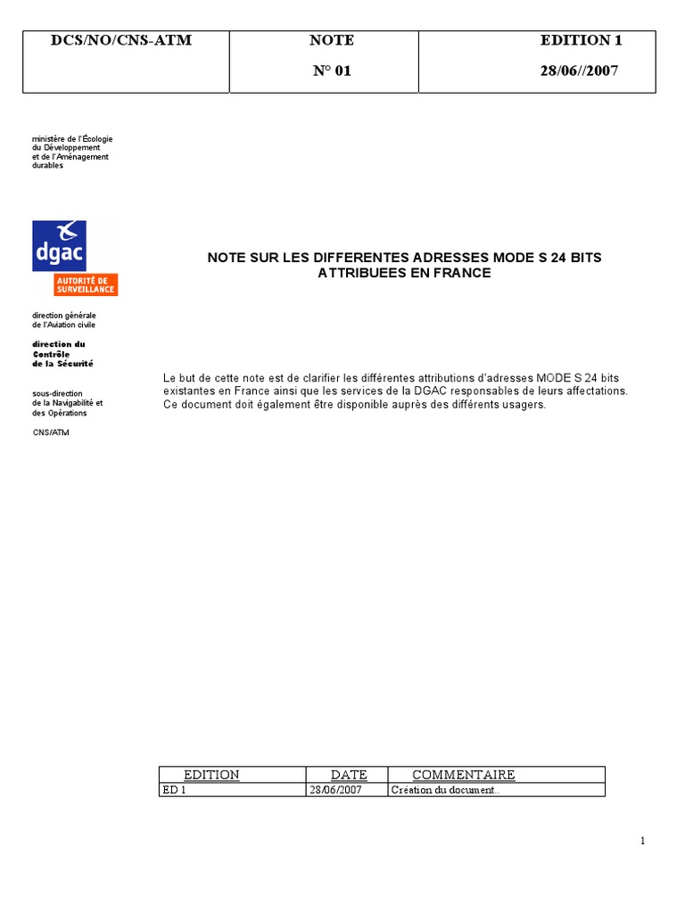 Attributions des adresses Mode S en France | PDF | Aéronautiques ...