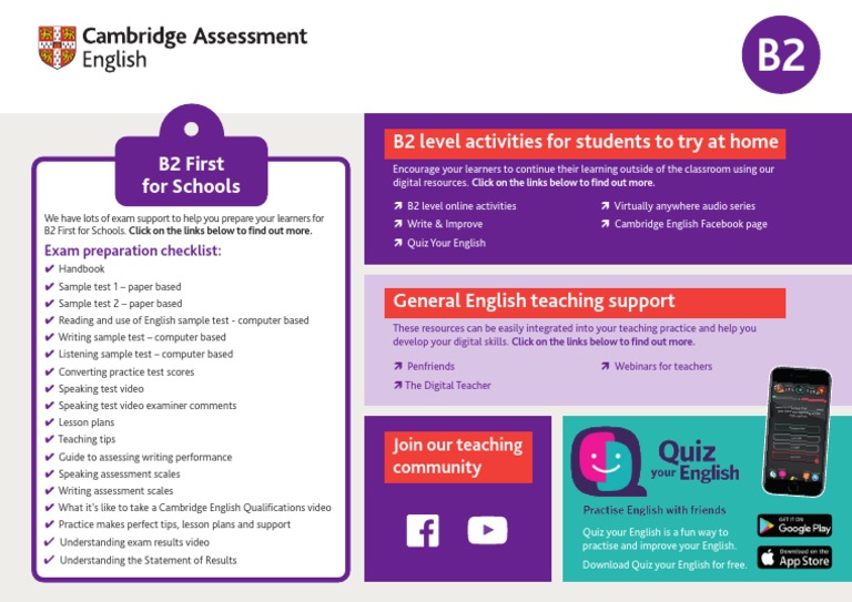 B2 First For Schools B2 Level Activities For Students To Try at Home ...