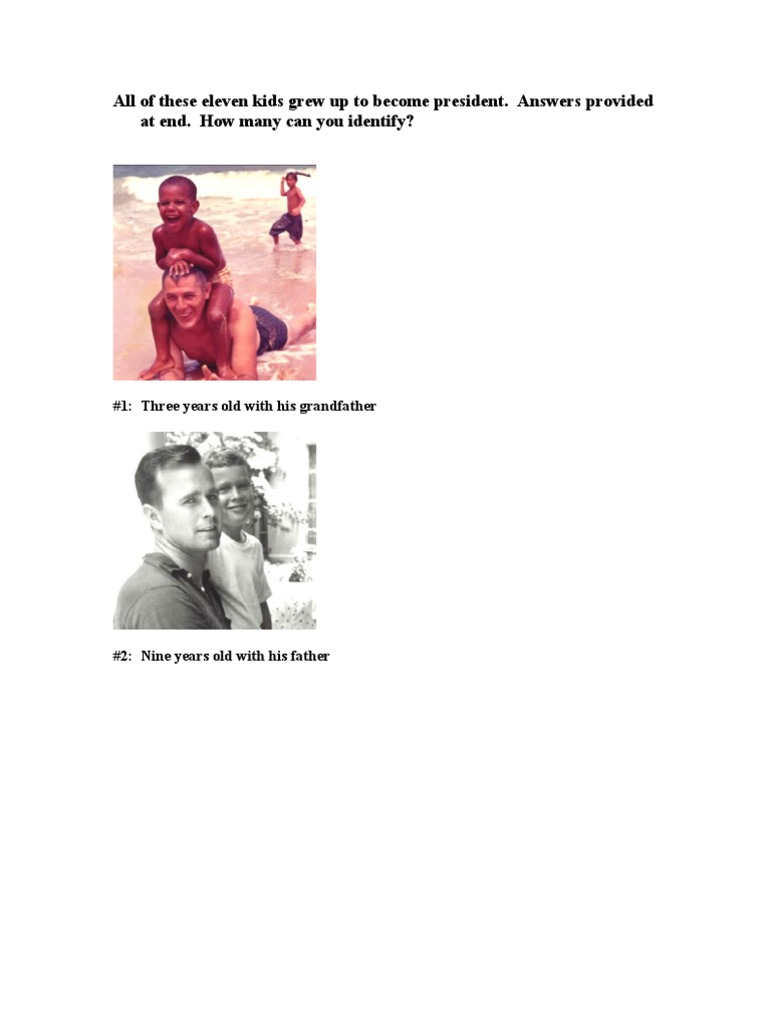 Identify Future Presidents as Kids | PDF | Politics