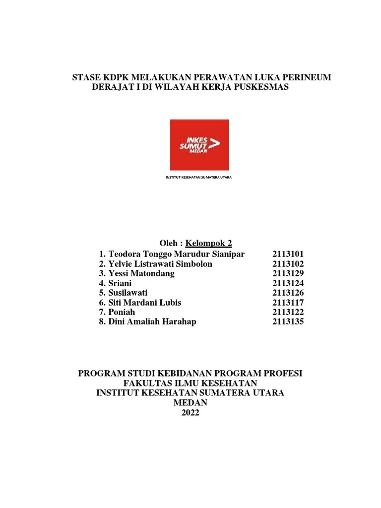 Laporan Kelompok Stase KDPK Perawatan Luka Perineum Derajat I | PDF