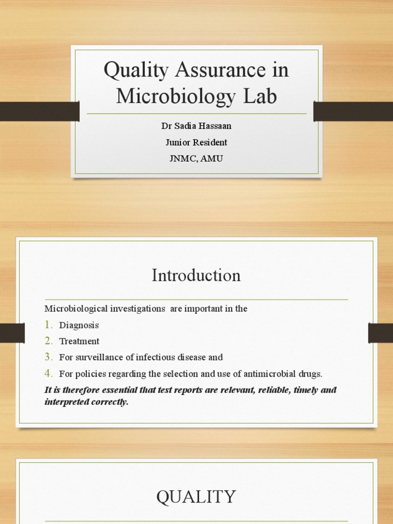 Quality Assurance in Micro Lab | PDF | Laboratories | Quality ...