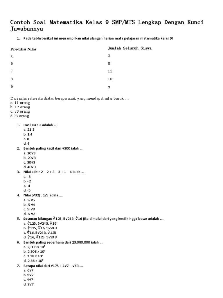 Kumpulan Soal MTK | PDF | Metode & Bahan Ajar