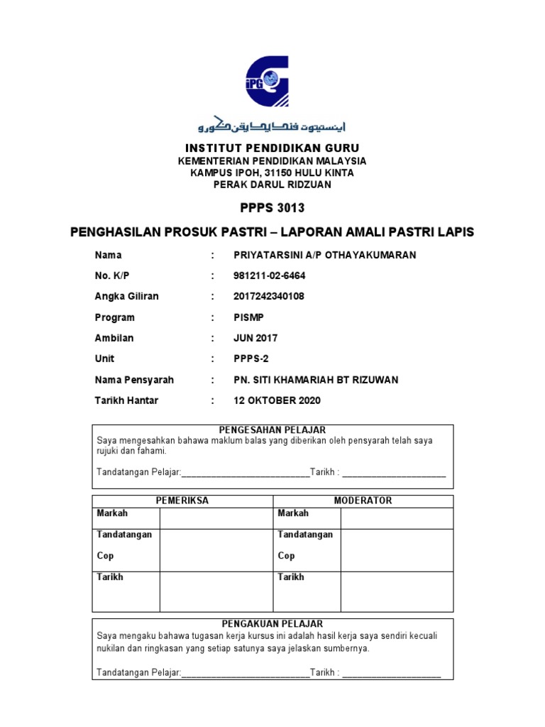LAPORAN PASTRI Lapis PRIYA - 5.12.20 | PDF