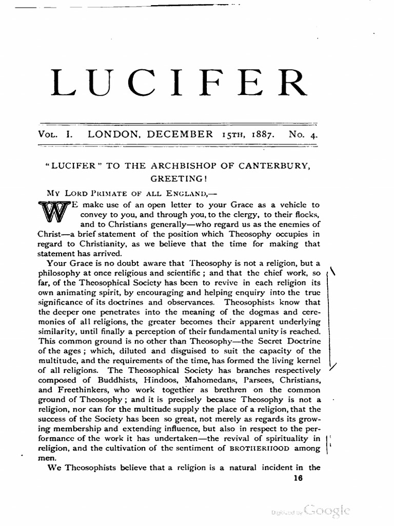 Lucifer v1 n4 December 1887 | PDF | Theosophy | Soul