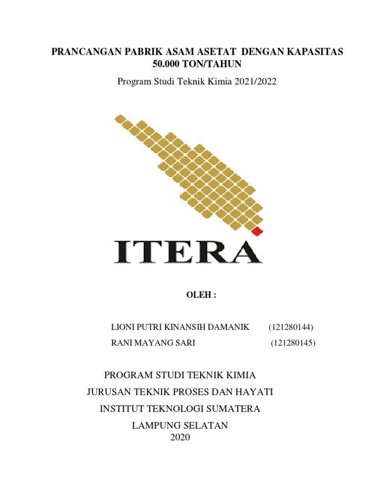 Tugas Besar Pengpro Tekkim Pra-Rancangan Pabrik Asam Asetat | PDF